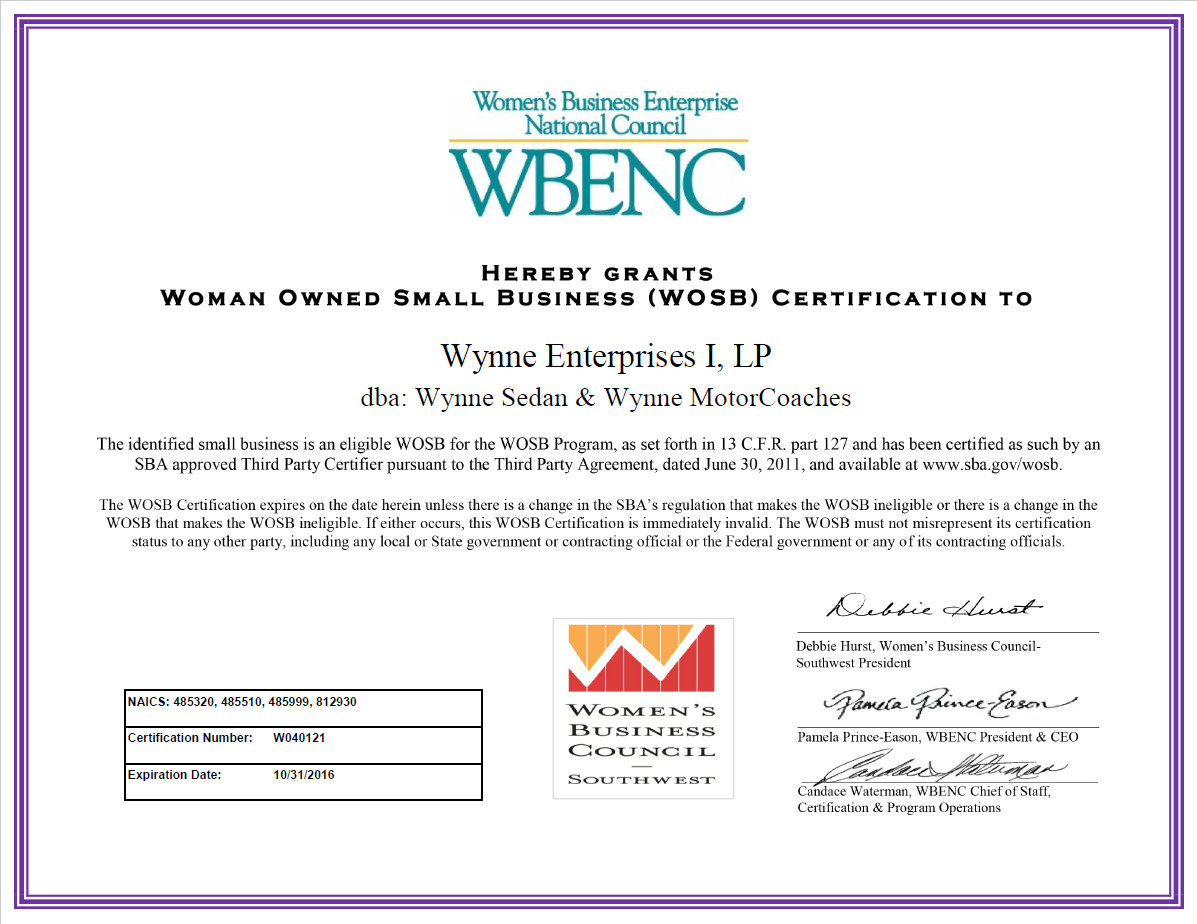 Certificates – Wynne Transportation
